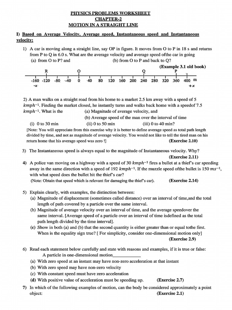 Unit 2 Class 11 Physics Worksheet | PDF