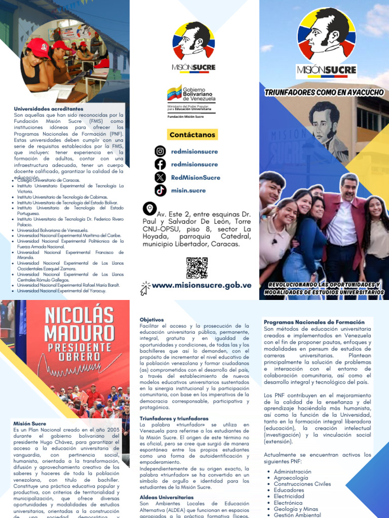 Tríptico Fundación Misión Sucre 2024 | PDF
