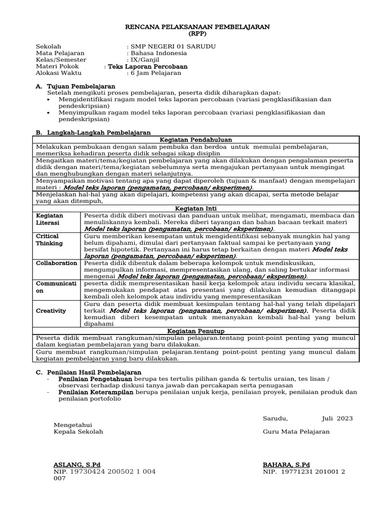 RPP 1 | PDF