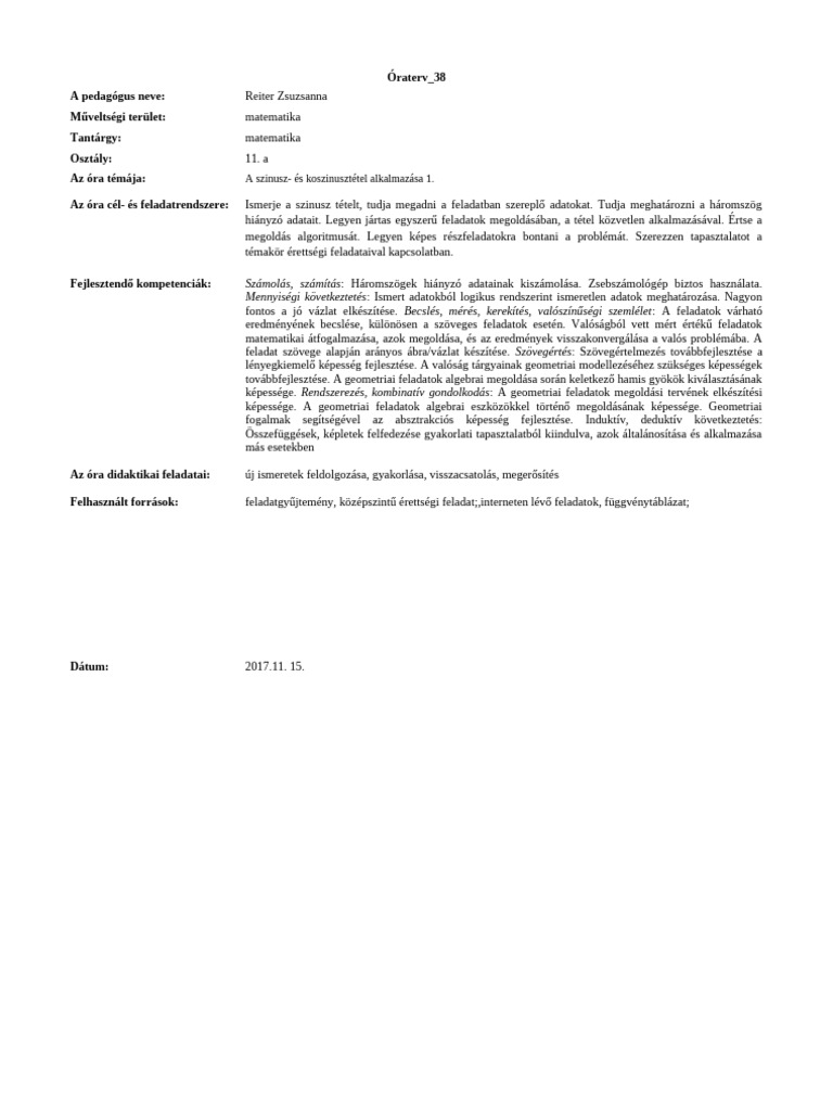 Szinusz Tétel | PDF