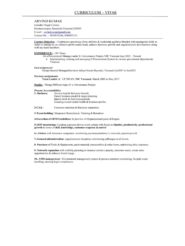 Arvind Resume Jun 24 | PDF