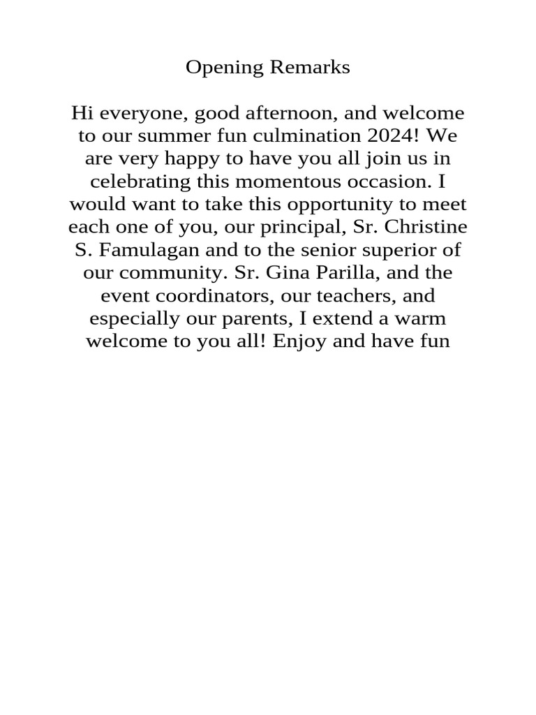 Opening Remarks | PDF