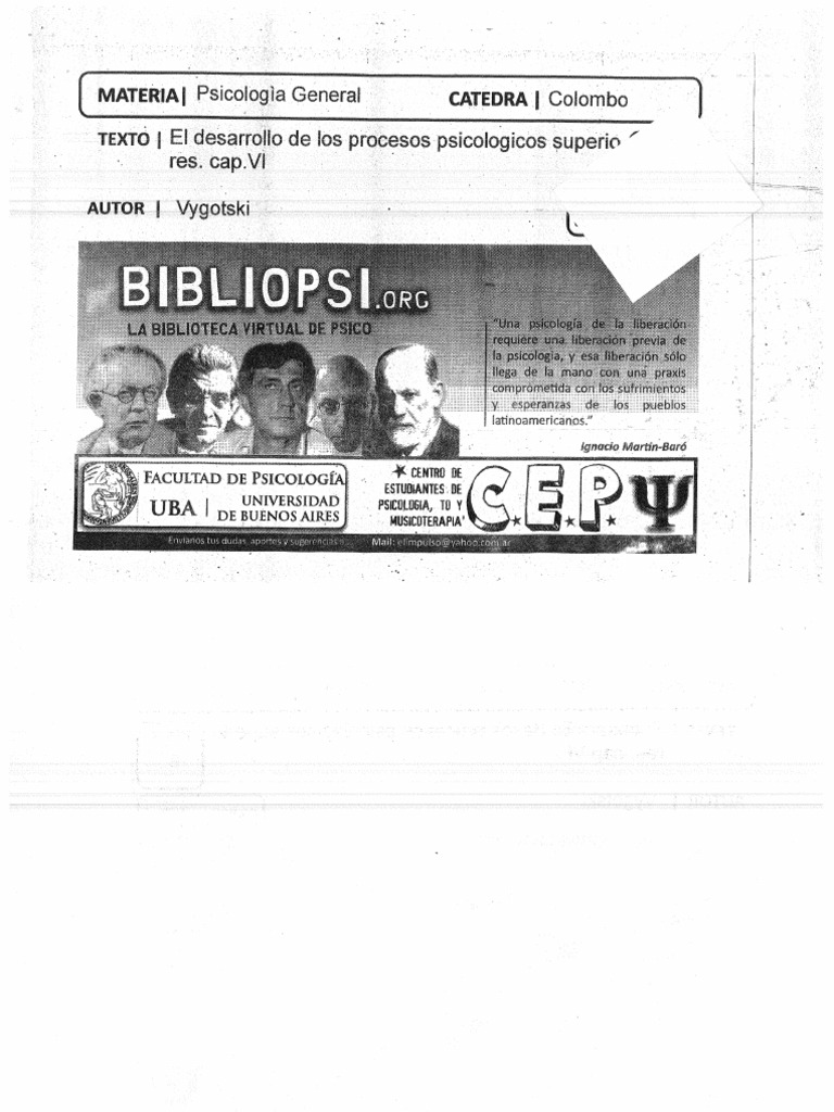 Psico 2C El Desarrollo de Los Procesos Psicologicos Superiores. Cap. 6 - Vigotsky | PDF