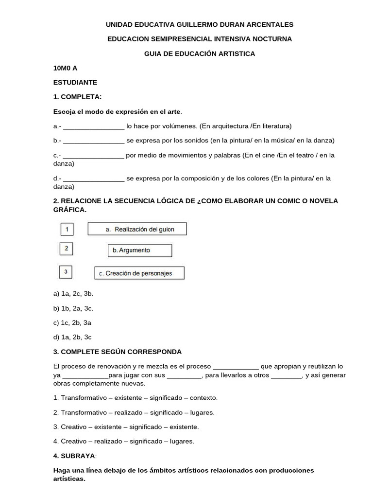 Cuestionario Eca 10mo | PDF