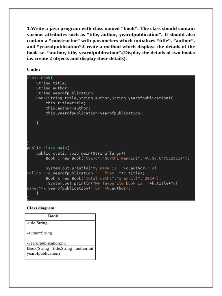 Class Diagram: Book | PDF