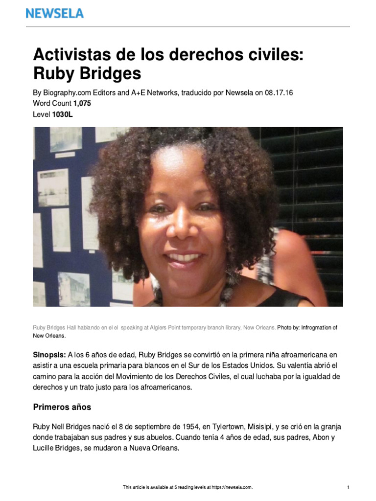 Bio Civil Rights Ruby Bridges Spanish 20210 Article Only | PDF