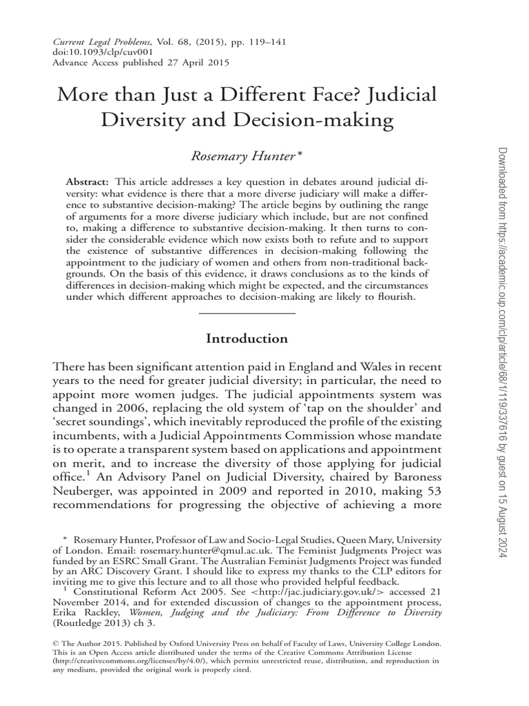Aula 3.1 More Than Just A Different Face - Judicial Diversity and Decision-Making | PDF