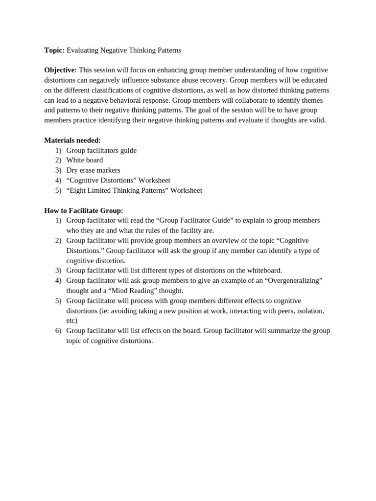 Topic3 - Evaluating Negative Thinking Patterns | PDF