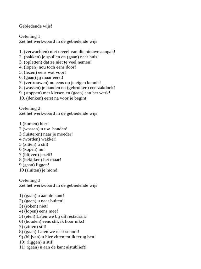 Gebiedende Wijs | PDF