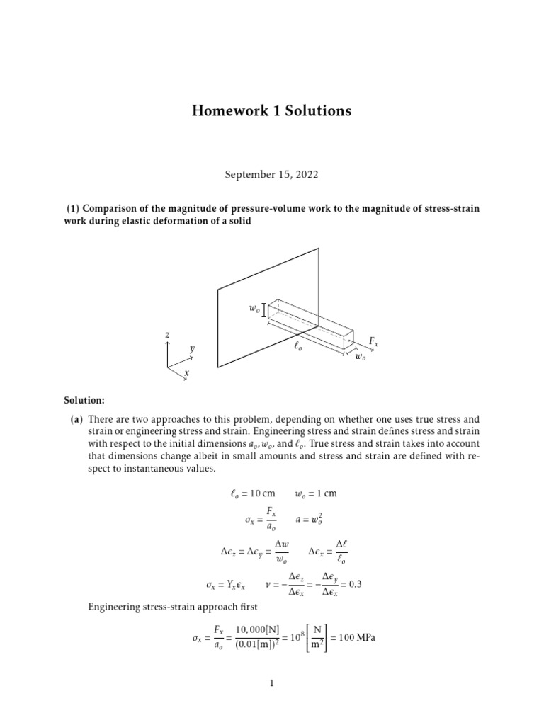Homework #1 - 2022 - Solutions Thermodynamics | PDF