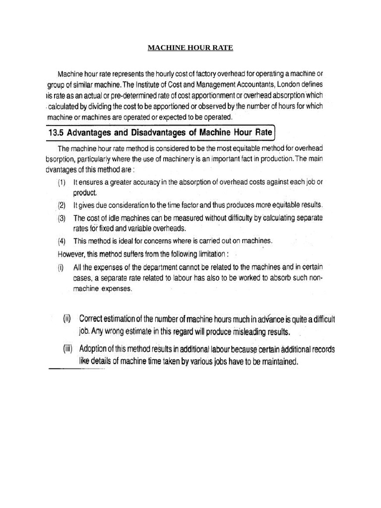 Machine Hour Rate Pdf
