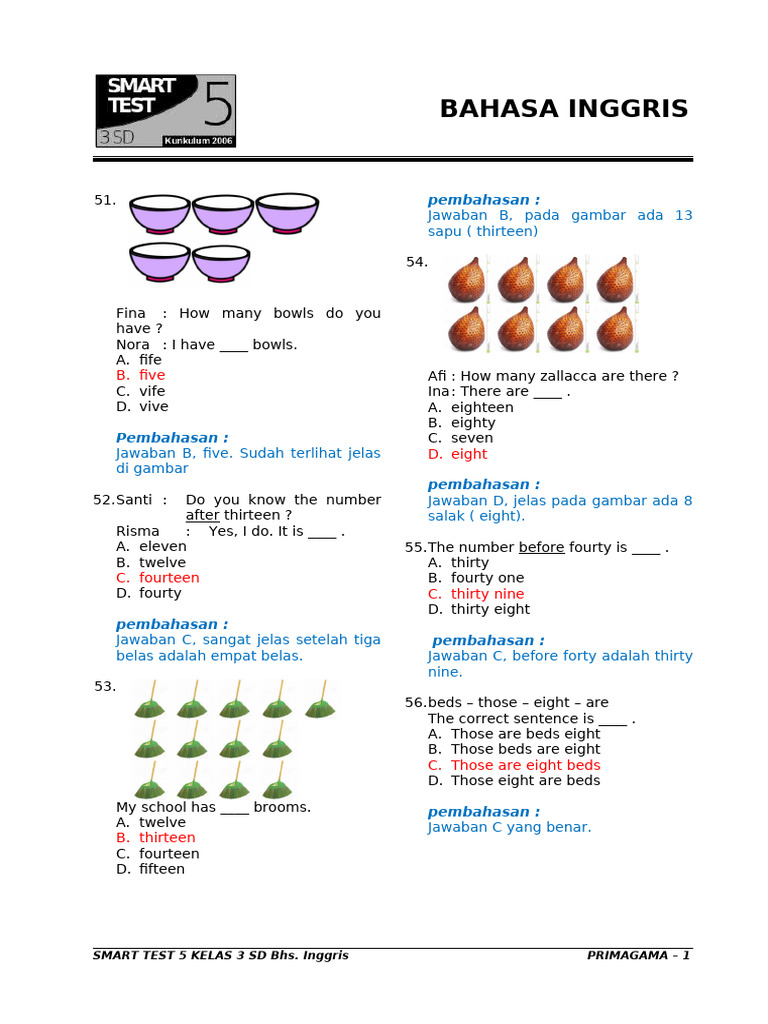 Soal Bahas Ing 3sd k06 | PDF