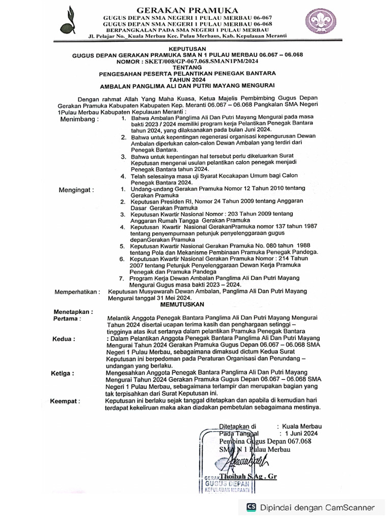 SK Pelantikan Bantara | PDF