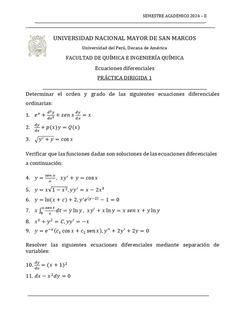 Práctica Dirigida 1 ED UNMSM | PDF
