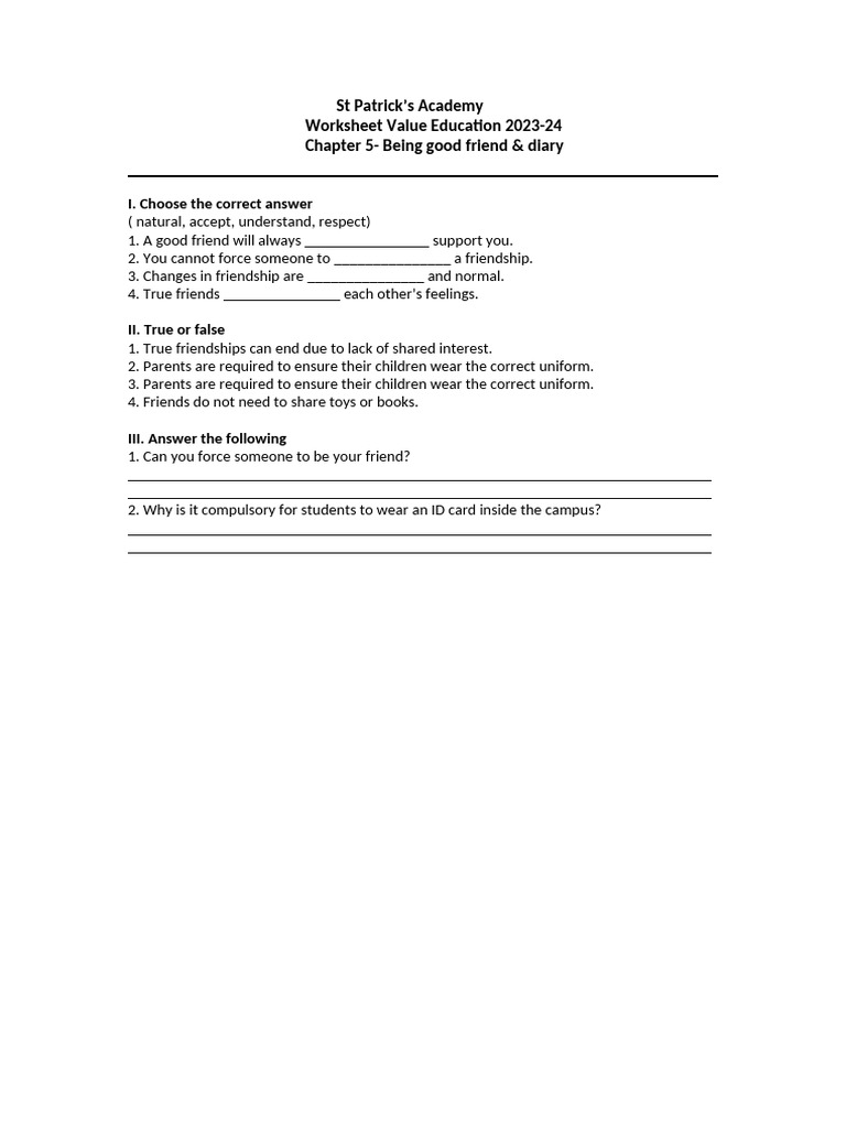 Being A Good Friend | PDF