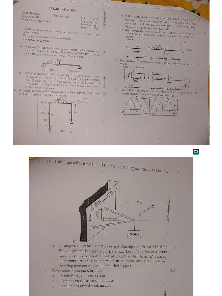 Structure Analysis I Old Questions | PDF