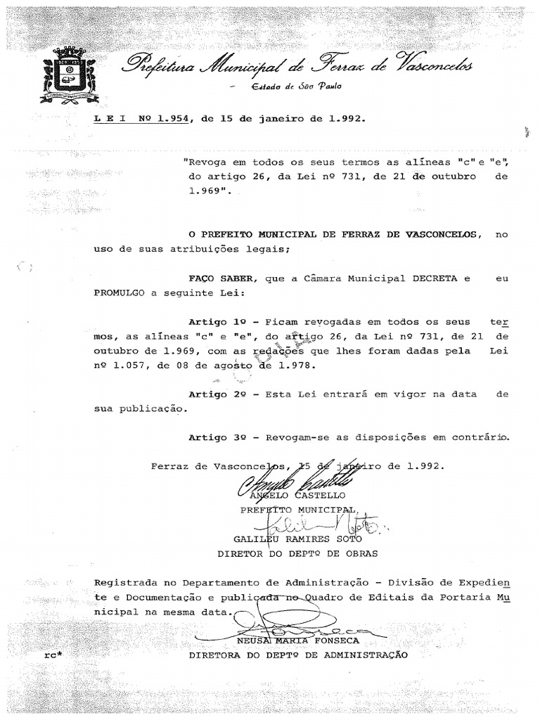 Lei 1954-1992 | PDF