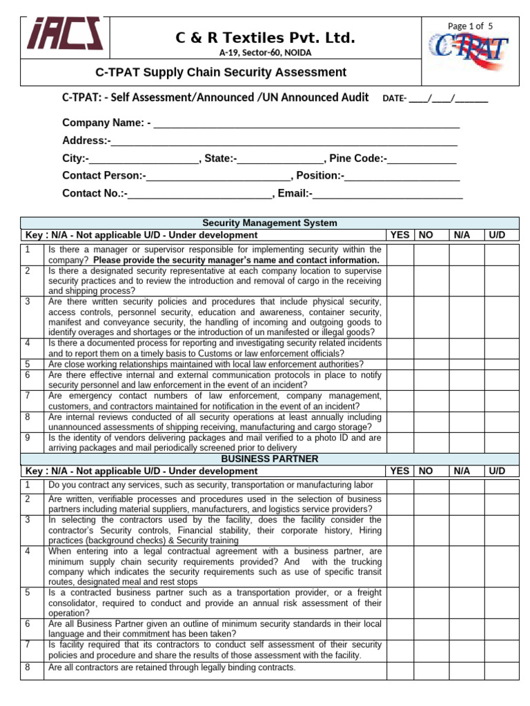 Internal Audit CTPAT-CRT | PDF | Physical Security | Identity Document
