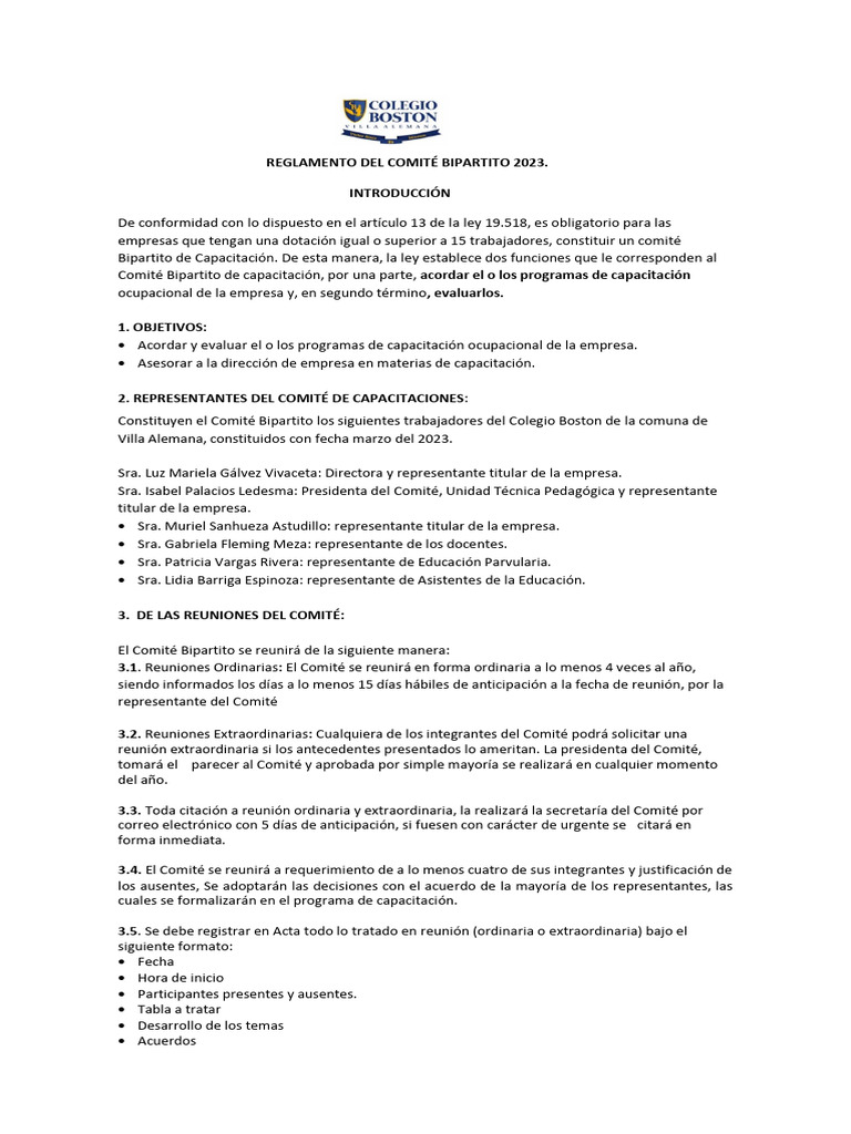 Reglamento Del Comite Bipartito 2023 | PDF