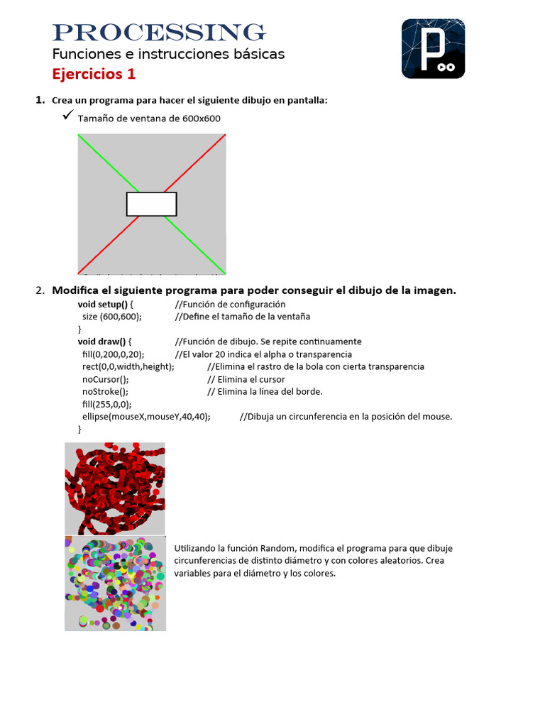 Ejercicios 1 Processing | PDF