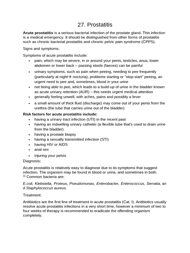 Acute Prostatitis | PDF