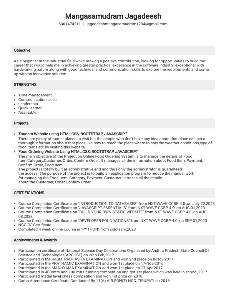 Mangasamudram Jagadeesh (1) | PDF