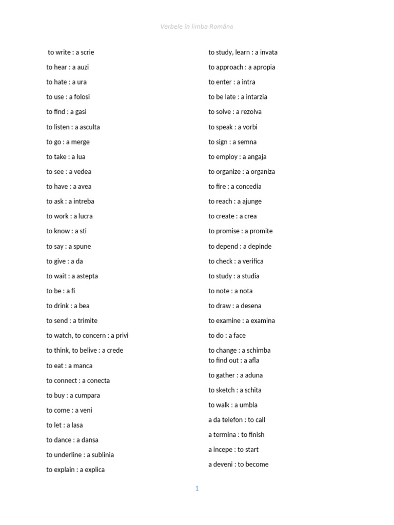 Verbele Limba Romana | PDF