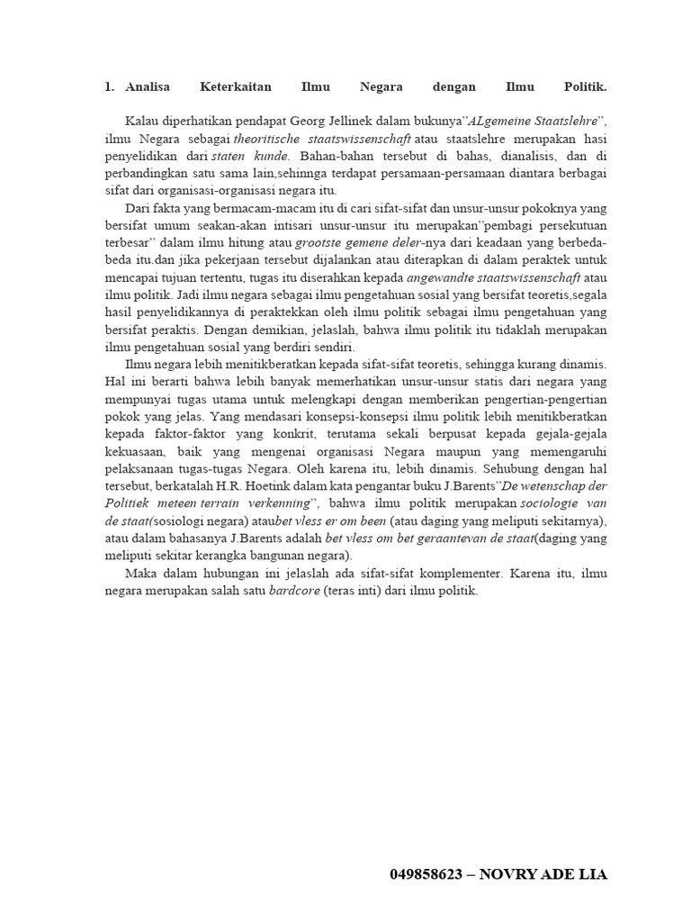 Novry Ade Lia - Tugas 1 Ilmu Negara | PDF