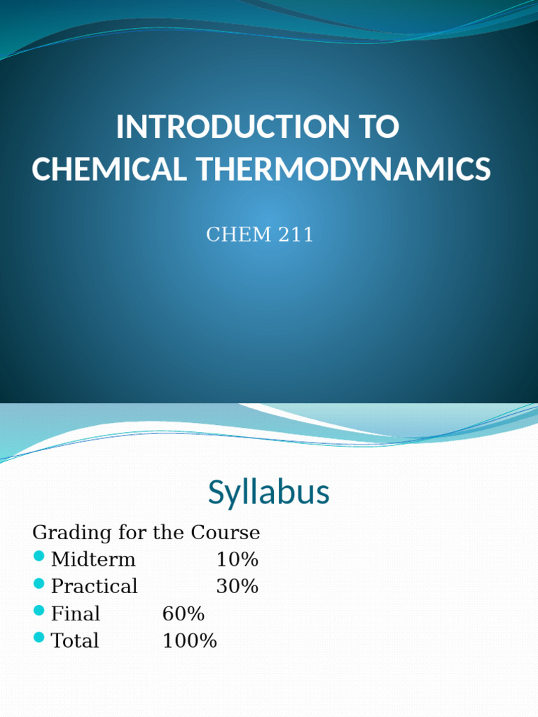 THERMODYNAMICS CHEM211 Lecture | PDF