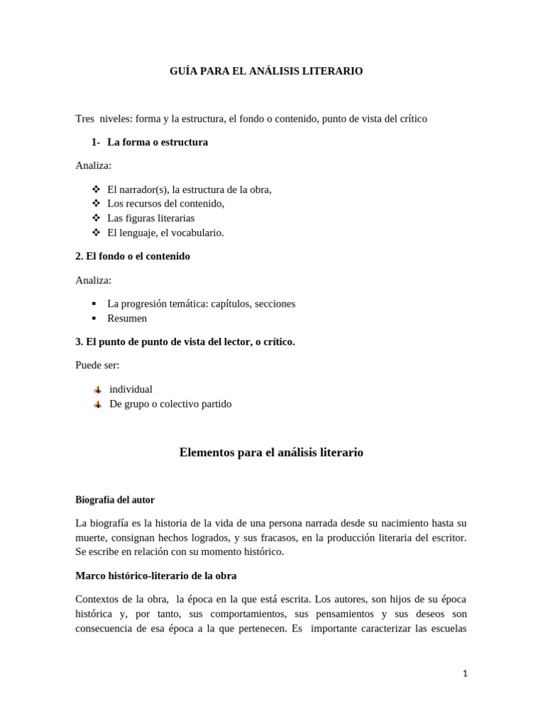 Guía para El Análisis Literario | PDF