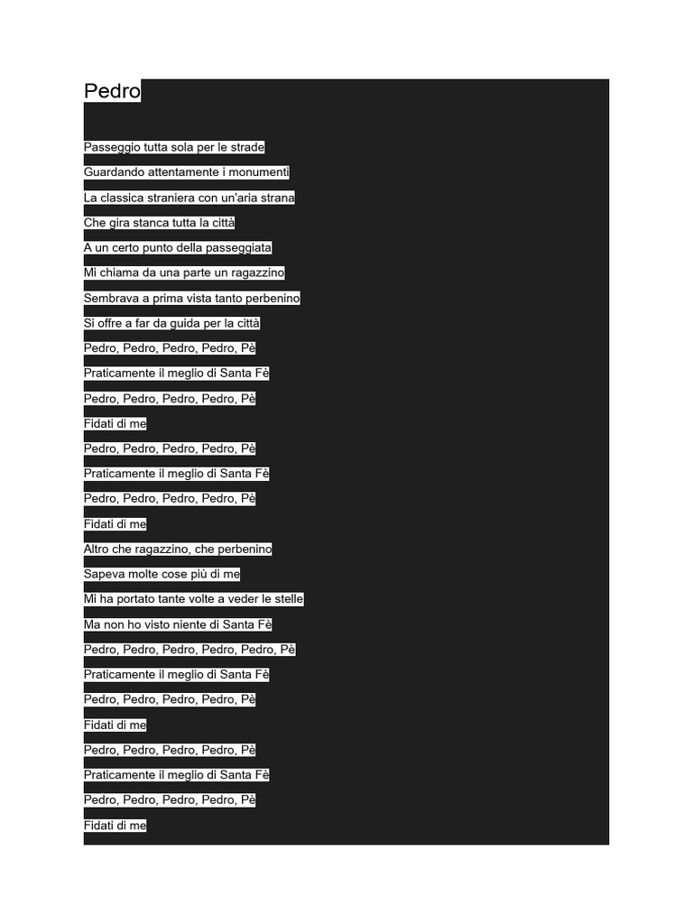Pedro Lyrics | PDF