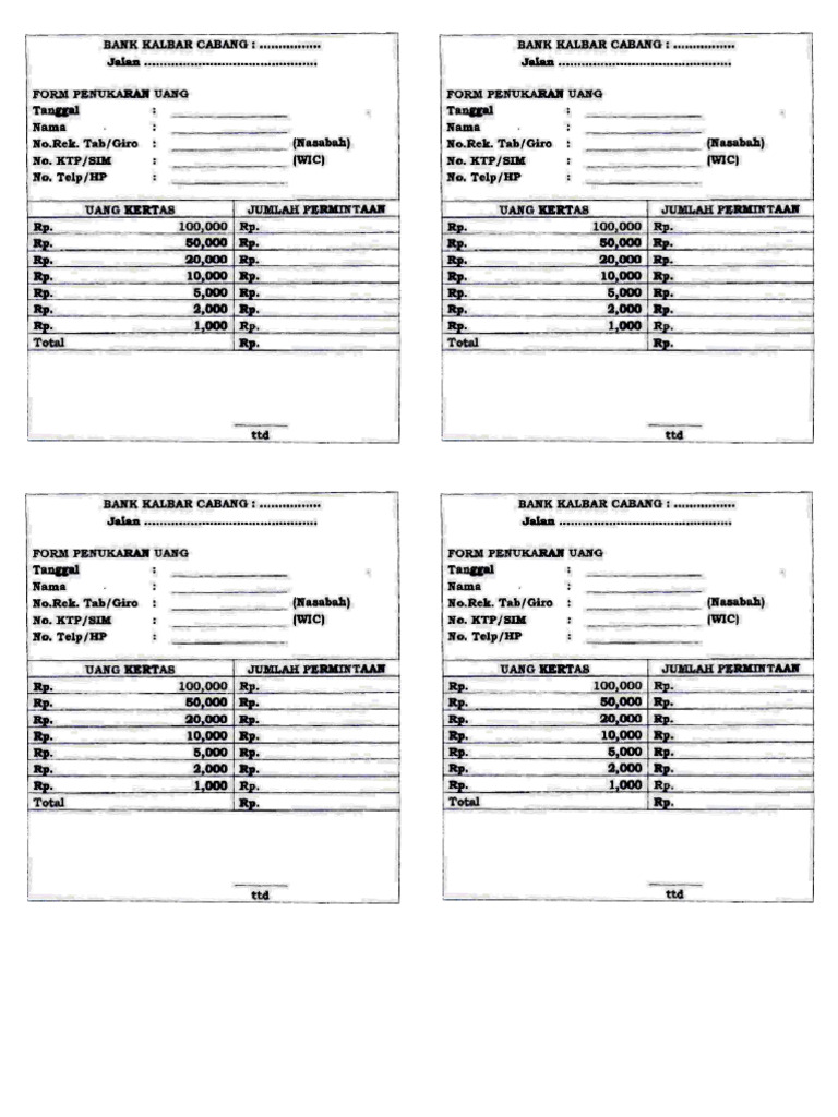 Form Tukar Uang | PDF