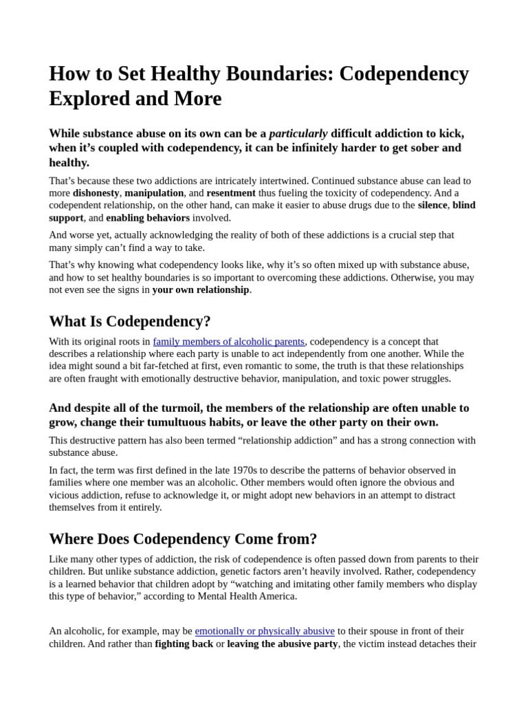 How To Set Codependency Boundaries | PDF