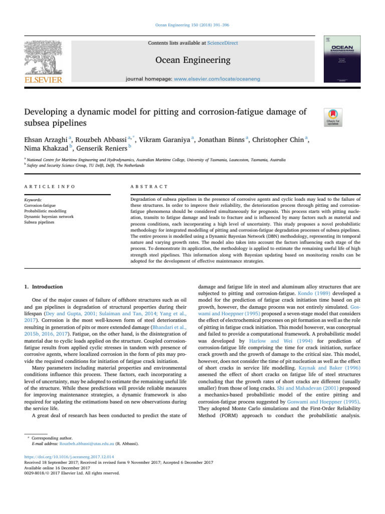 01 - Developing A Dynamic Model For Pitting and Corrosion-Fatigue ...