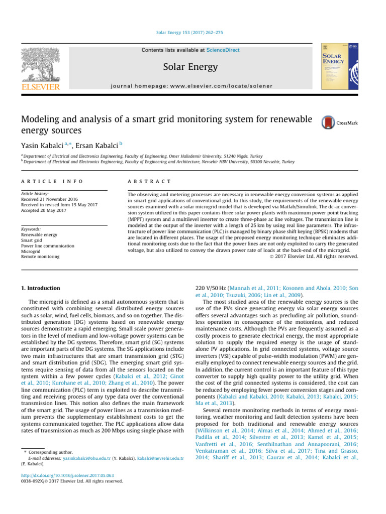 Modeling and Analysis of A Smart Grid Monitoring System For Renewable | PDF | Power Inverter ...