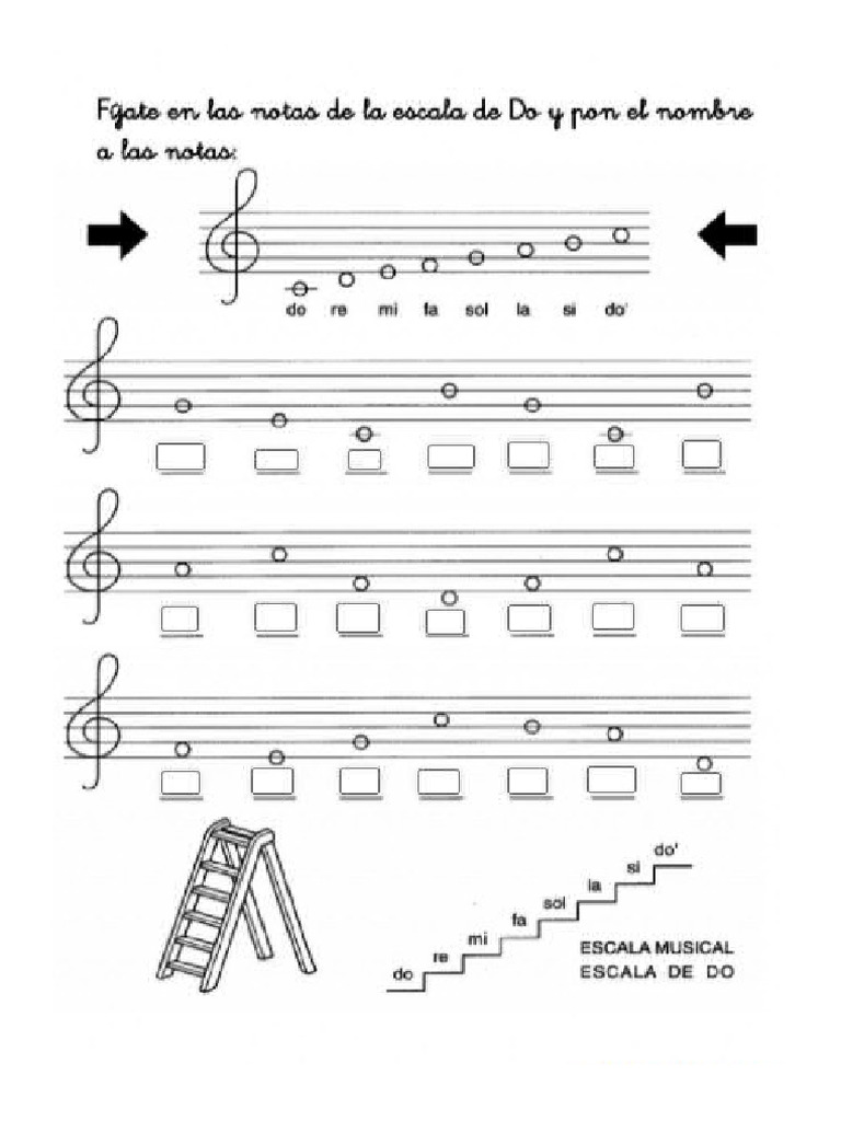 Ficha Notas Repaso Clave Sol | PDF