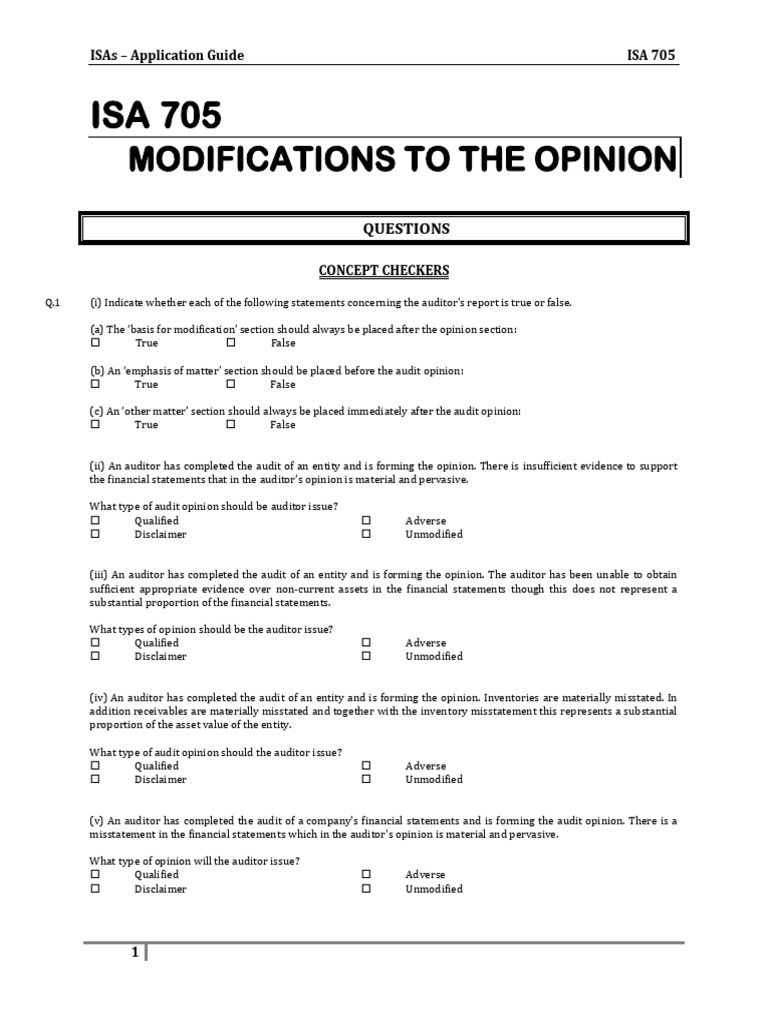 ISA 705 Application Guide | PDF