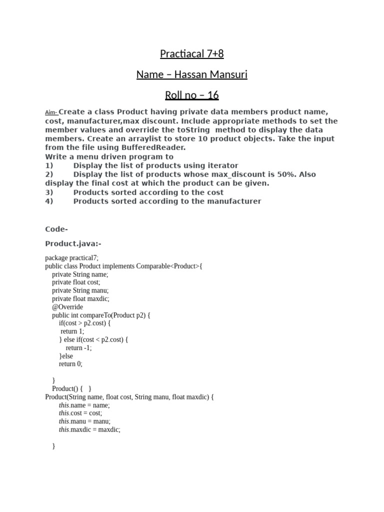 Practical 7+8 Oops | PDF