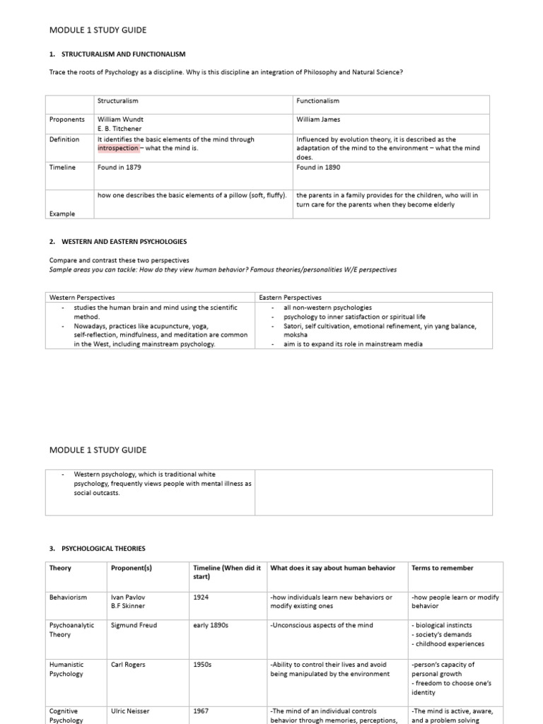 PSYNTRO (Study Guide) Module 1 | PDF