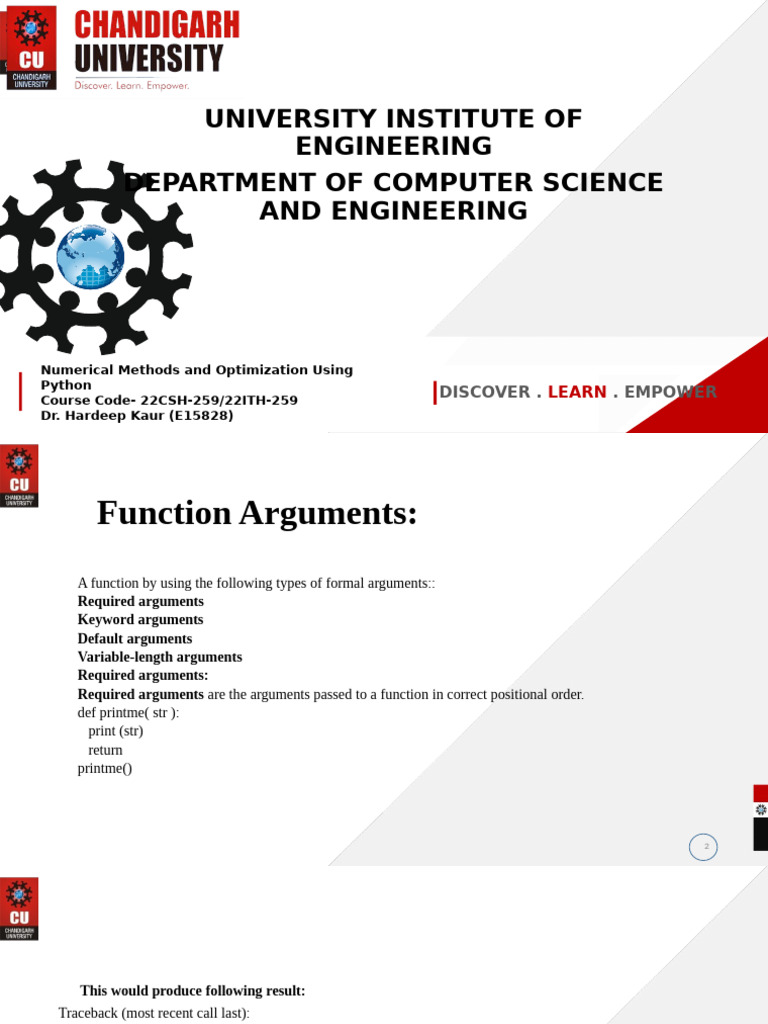 University Institute of Engineering Department of Computer Science and Engineering | PDF