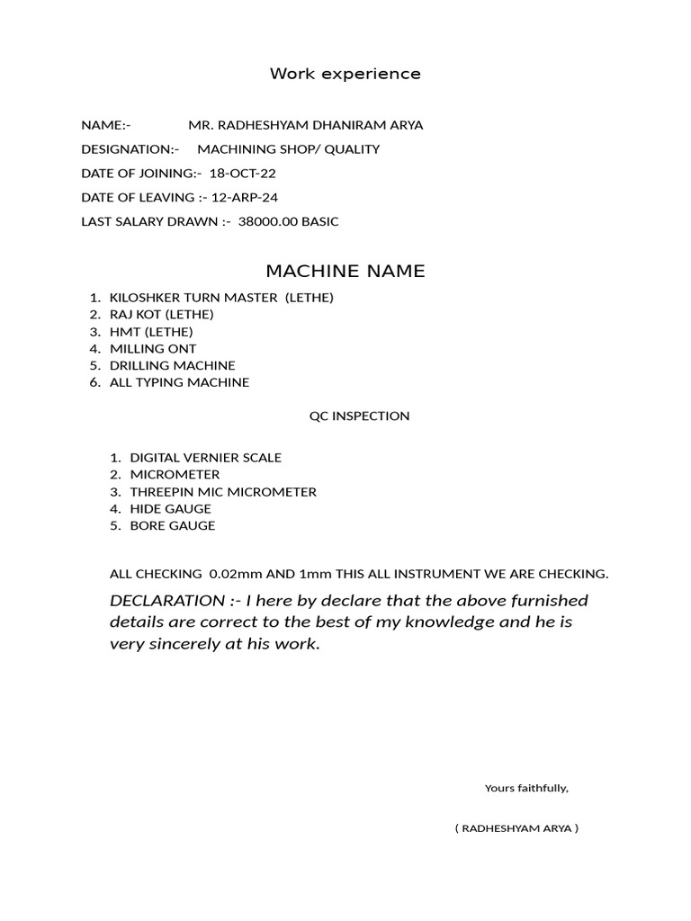 Work experience | PDF