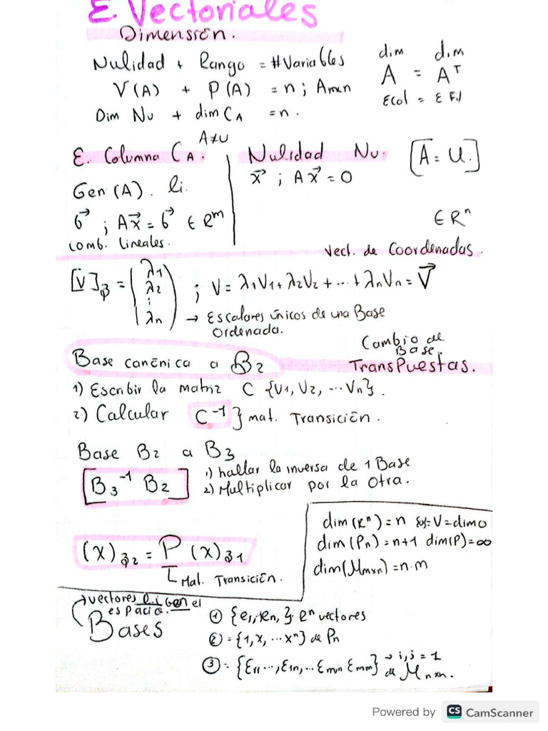 Ficha Resumen Espacios Vectoriales Álgebra Lineal | PDF