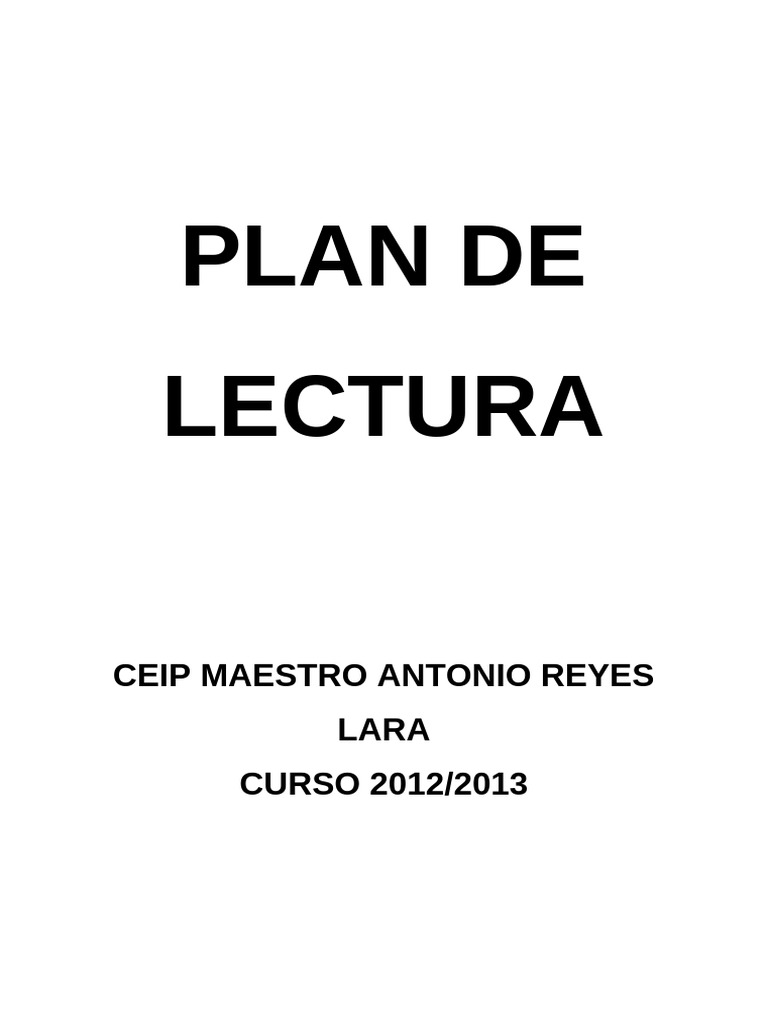 PLAN DE LECTURA | PDF