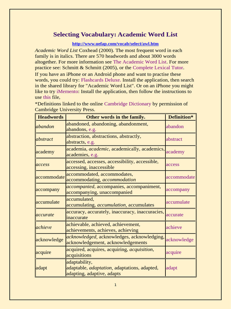 Academic Words | PDF