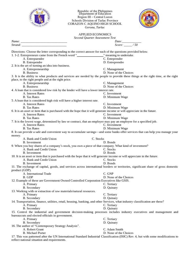 ECO TQ 2ND QTR | PDF