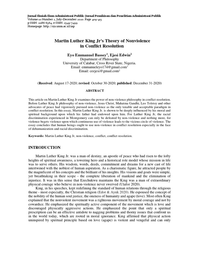 Martin Luther King Jrs Theory of Nonviol 16c69424 | PDF | Nonviolence ...
