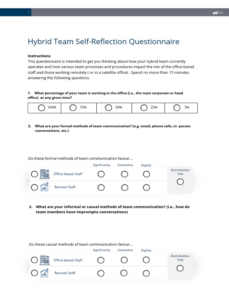 Handout For Hybrid Team Self-Reflection IE v2 | PDF