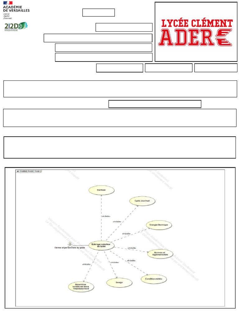 Fiche Projet Eclairage exterieur du lycee (1) | PDF