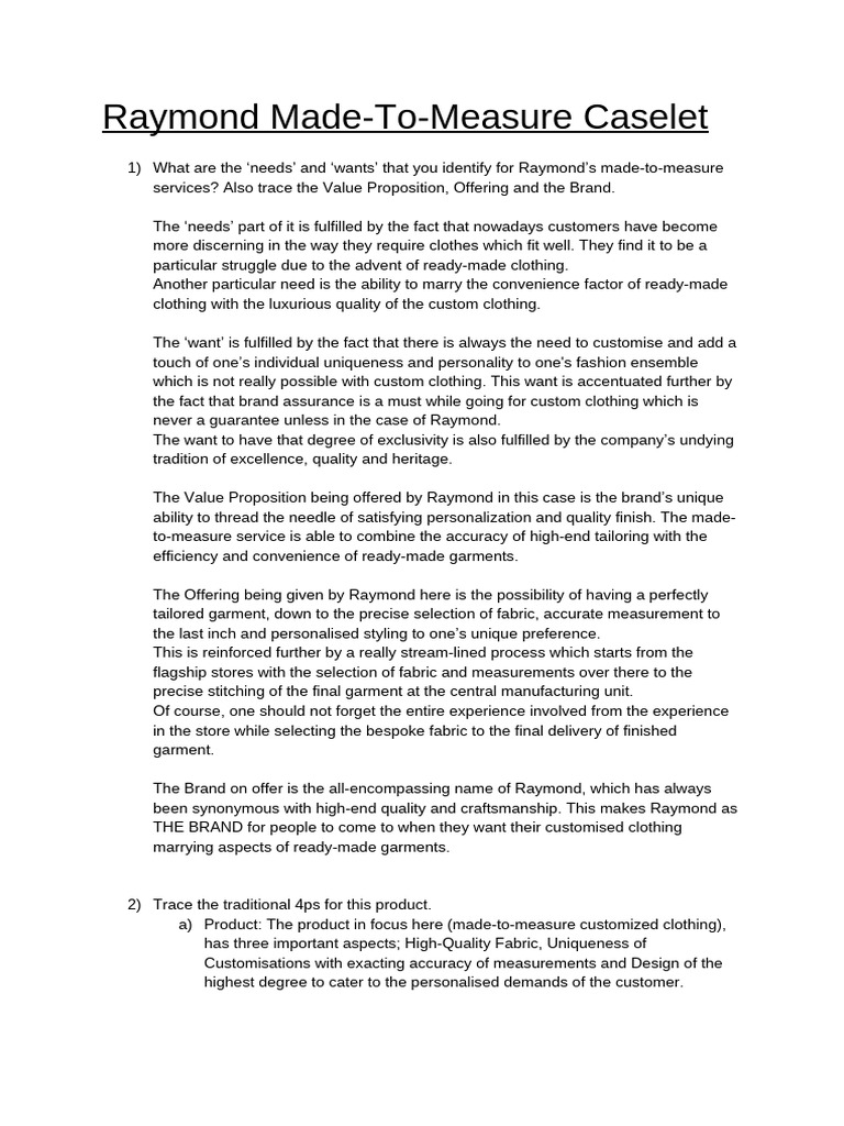 Raymond Made-To-Measure Caselet | PDF