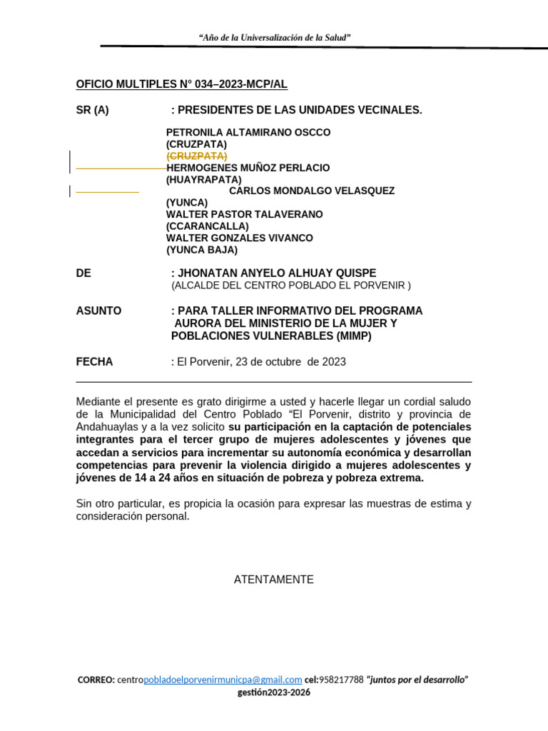 Oficio Multiple 35 | PDF